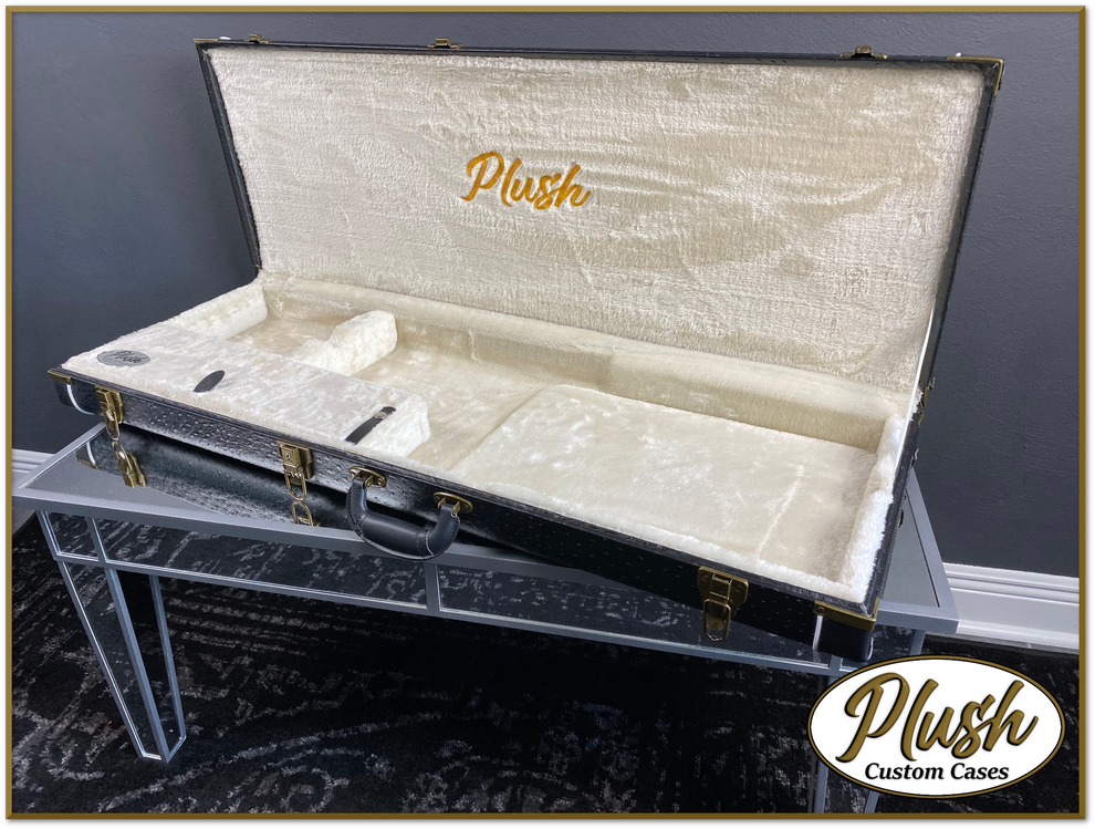 PlushCaster Tele®/Strat® Custom Guitar Case Black Ostrich with Cream F ...