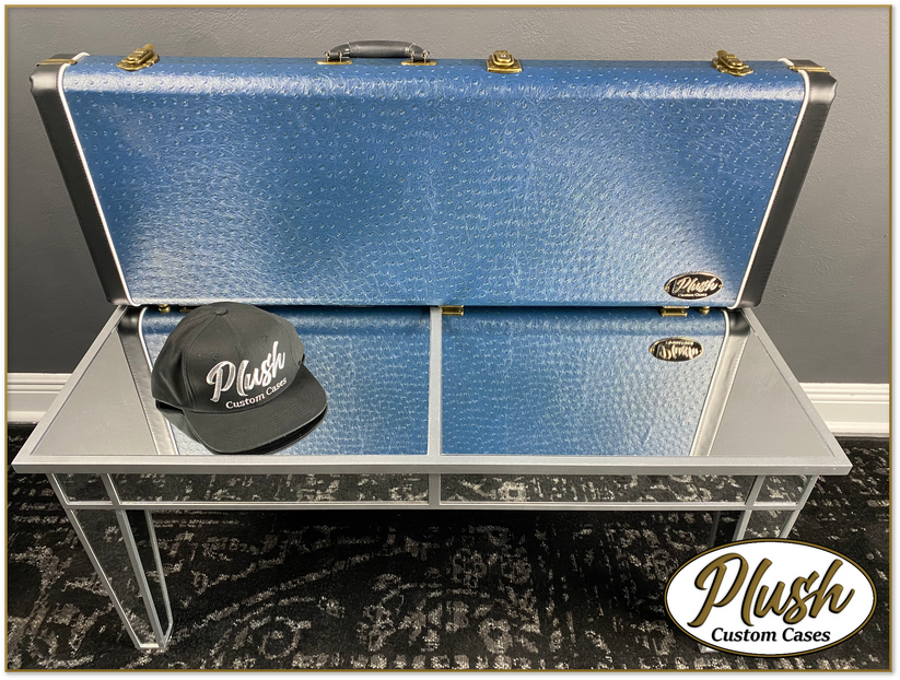 PlushCaster Tele®/Strat® Custom Guitar Case Dark Blue Ostrich with Cre ...